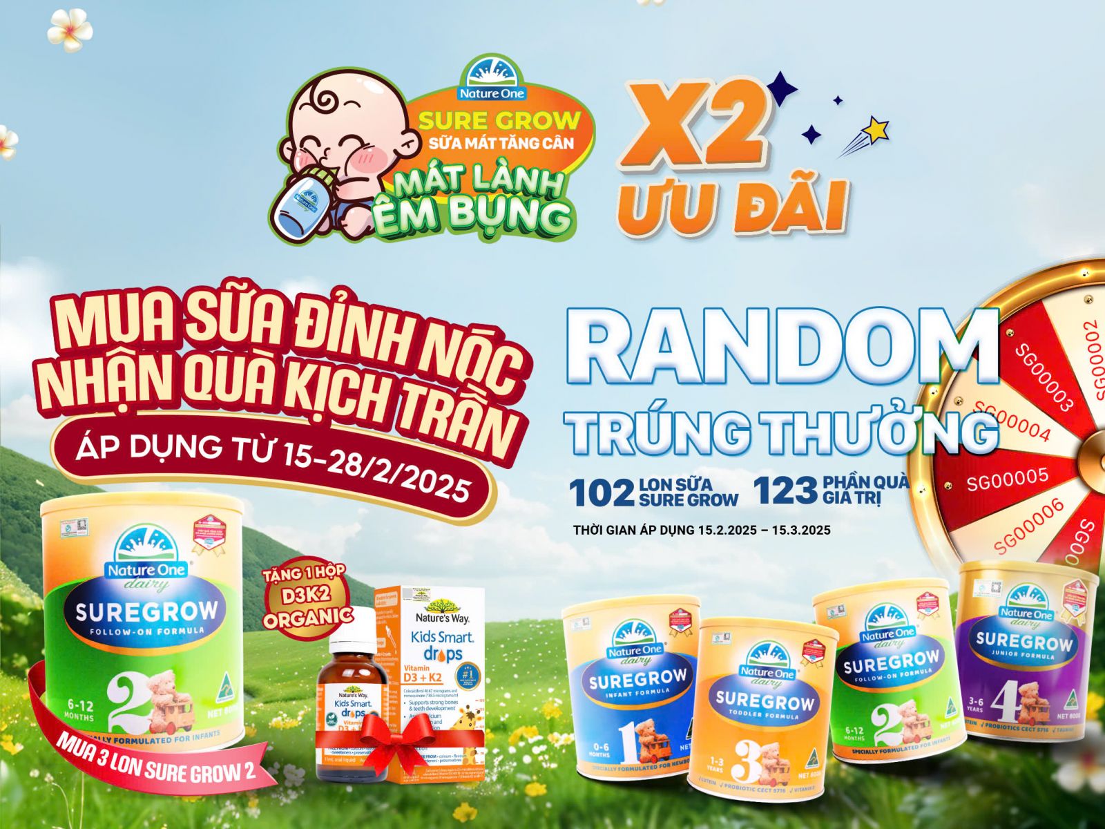 Sữa tăng cân Nature One Dairy SureGrow số 1 cho bé từ 0-6 tháng tuổi (600g)